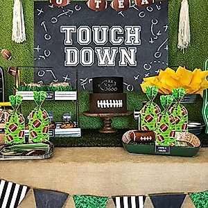 RS 50Pcs Football Treat Bags Football Candy Bags Heat Sealable Football Cellophane Bags with 50Pcs Twist Ties forfor Birthday Kids Party Football