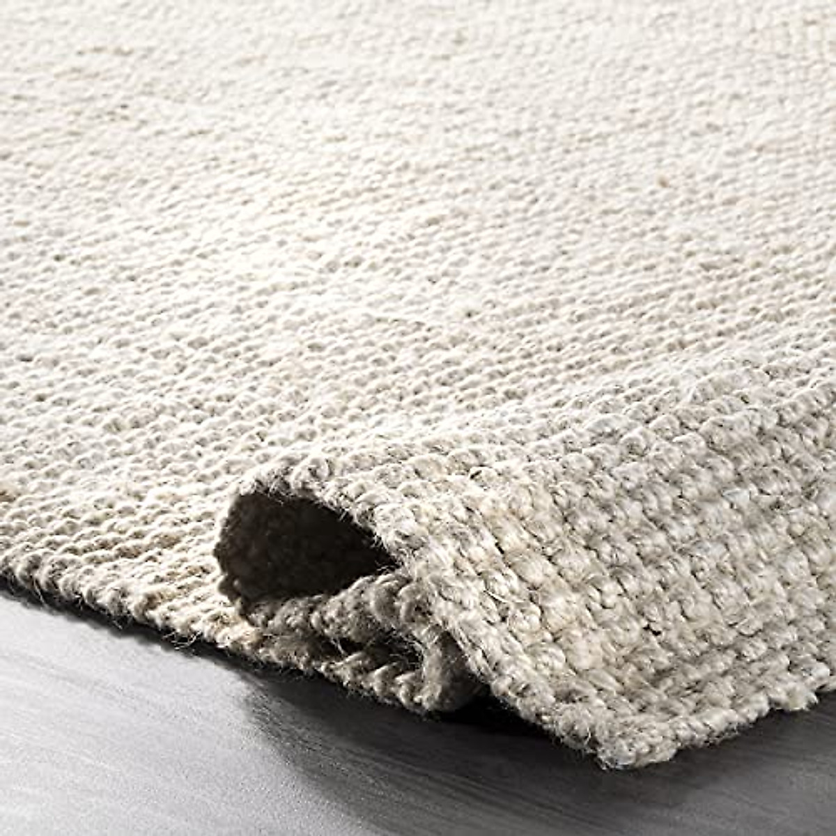 nuLOOM Ashli Handwoven Solid Jute Area Rug, 4' Round, Off-white