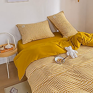 ChliEarime Heicatte Checker Duvet Cover Set, Strawberry Red Check Plaid Pattern Printed, Soft Microfiber Inner Fill Bedding (4pcs, Full 78''x90'')