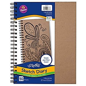 UCreate Create Your Own Cover Sketch Diary, Nat. Chip Cvr., 11" x 8-1/2", 50 Sheets