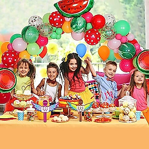 Watermelon Balloons Party Decorations Kit -110pcs Red Pink Green Polka Dot Balloons Watermelon Balloons for Birthday Party,Wedding Baby Shower, Summer One in a Melon Party Decorations