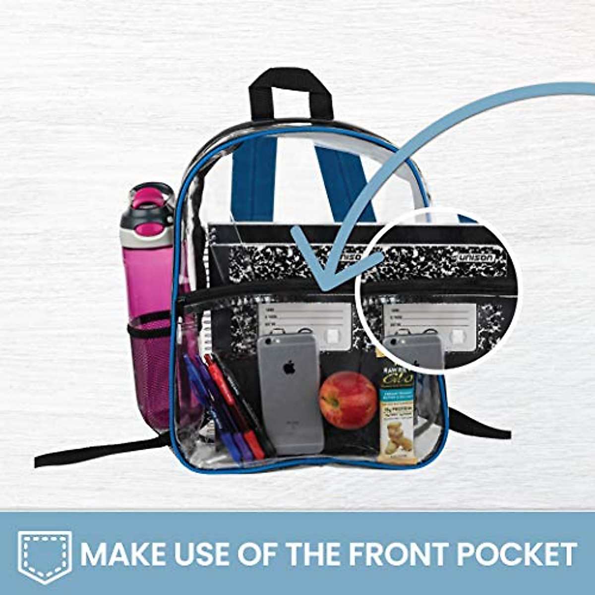 Bags for Less [Set Of 2] Clear Backpack - Security Approved - Straps & Front Accessory Pocket