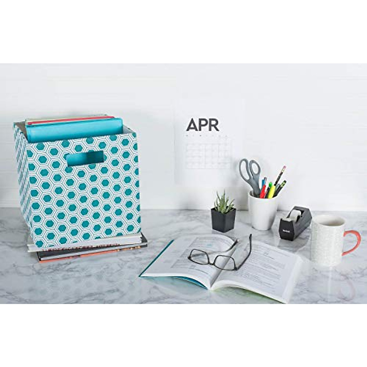 DII Collapsible Polyester Storage Cube, Honeycomb, Teal, Large