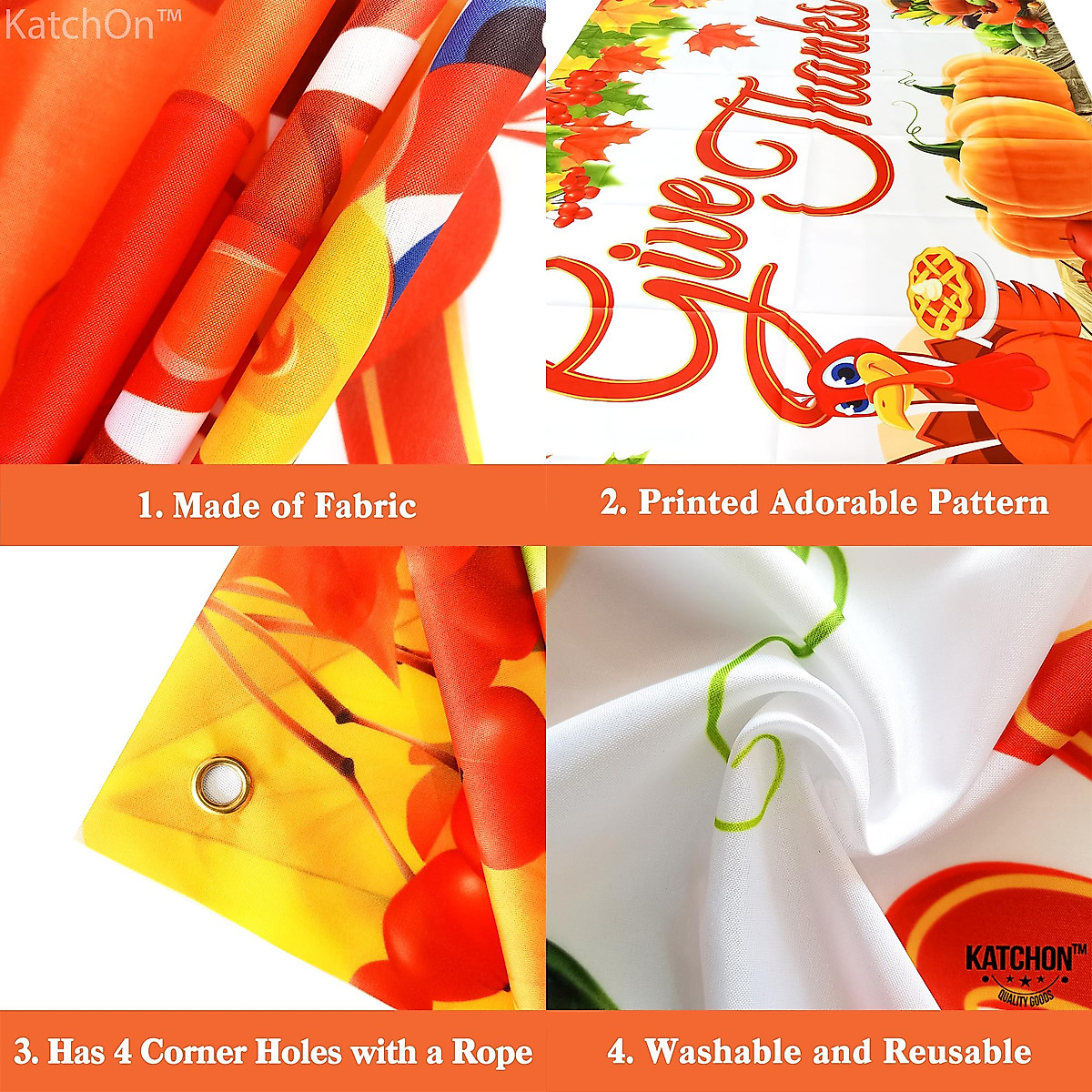 KatchOn, Give Thanks Banner - XtraLarge, 72x44 Inch | Thanksgiving Backdrop for Thanksgiving Decorations | Thanksgiving Wall Banner | Happy Thanksgiving Banner for Thanksgiving Party Decorations