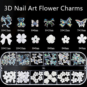 Acrylic Butterfly Flower Bear Nail Art Pendant Art, Multi-shape Pearl Rhinestone Golden Metal Applique Jewelry Accessories Production (S1-Bow Rhinestones)
