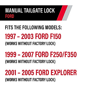 Pop & Lock PL2500 Black Manual Tailgate Lock for Ford (Works Without Factory Lock)