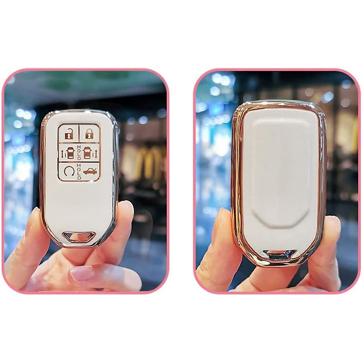 KUNIO Car Key Fob Cover Fit for Honda Honda Odyssey Freed Elysion Key Protective Cover Keychain TPU Key Holder Key Shell Car Accessories 6 Buttons White