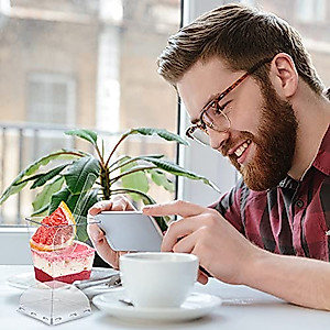 Vmiapxo 50 Pack 5oz Dessert Cups with Dome Lids and Spoons, Desserts Containers Clear Serving Bowls Fruit Salads Parfait Cake Pudding Charcuterie Plastic Cups for Wedding Birthday Christmas (Square)