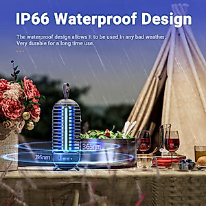 Cordless Bug Zapper Outdoor & Fly Zapper Indoor & Wireless Mosquito Zapper Portable Camping Bug Zapper Fly Trap 2500mAh Electric Ideal for Traps (Black)