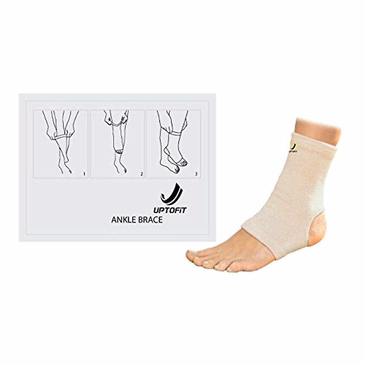 UptoFit Copper Ankle Compression Sleeve for Women Lightweight Breathable Brace for Foot and Ankle Support in Plantar Fasciitis, Achilles Tendon & Tendonitis (Medium - 1 Piece)