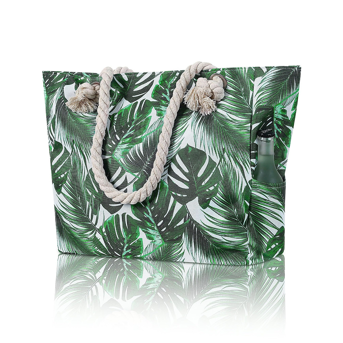 Large Travel Beach Tote Bags for Women Ladies Canvas Waterproof Sandproof Foldable Carry On Duffle Bag with Zipper Pockets Compartments for Wife Girlfriend Weekender Overnight Vocation Cruise Folding