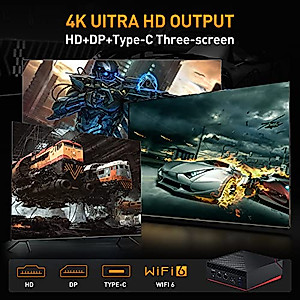 Kinhank Mini PC Game Box, Super Console X PC Chili Video Games Console Built in 120000+Games, AMD Ryzen 5 4500U, Win11Pro & Batocera 33 System in 1, 16G DDR4 RAM, 4K Three-Screen Display (1 Gamepad)