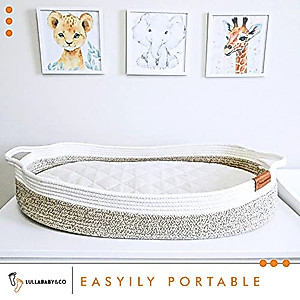 Lullababy and Co Baby Changing Basket with Two Covers – Practical Basket with Foam Pad – Cotton Rope Diaper Changing Station with Waterproof Cover - Changing Table Topper