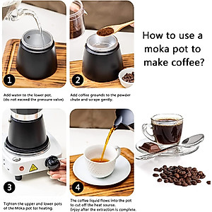 Moka Pot, Stovetop Espresso Maker Italian Coffee Maker Coffee Pot 6 cup/10 OZ Aluminium Stovetop Camping Espresso Maker Manual Cuban Coffee Percolator for Cappuccino or Latte（black）