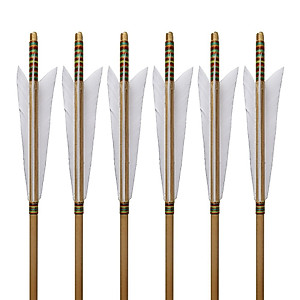 e5e10 12Pcs 33.5" Traditional European Style Wooden Arrow Color White Turkeys Feather Hunting Target Practice Arrow Outdoor Gift