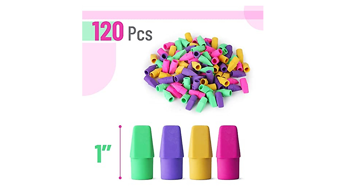 Mr. Pen 120 Pack Colorful Pencil Top Erasers for Kids & Office
