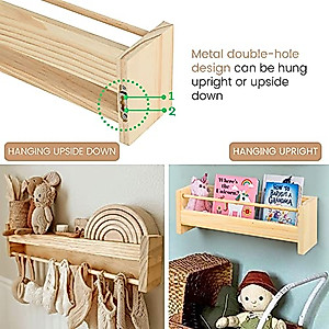 COMAX Small Book Shelf Organizer for Kids, Floating Bookshelf for Toddler Baby Room Bedroom, Set of 3 Wall Bookshelf Nursery Book Shelves Holder, Hanging Book Shelf for Wall Mounted Decor, Wood