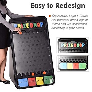 WinSpin 41"x25" Prize Drop Board Foldable Stand Disk Drop Board Game with 12 Playing Pucks for Carnival Tradeshow Party Live Stream