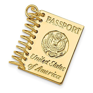 IceCarats 14K Yellow Gold Passport Necklace Charm Pendant Only