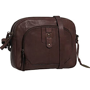 BORN Women's Westgate Crossbody Camera Leather Bag, Chocolate