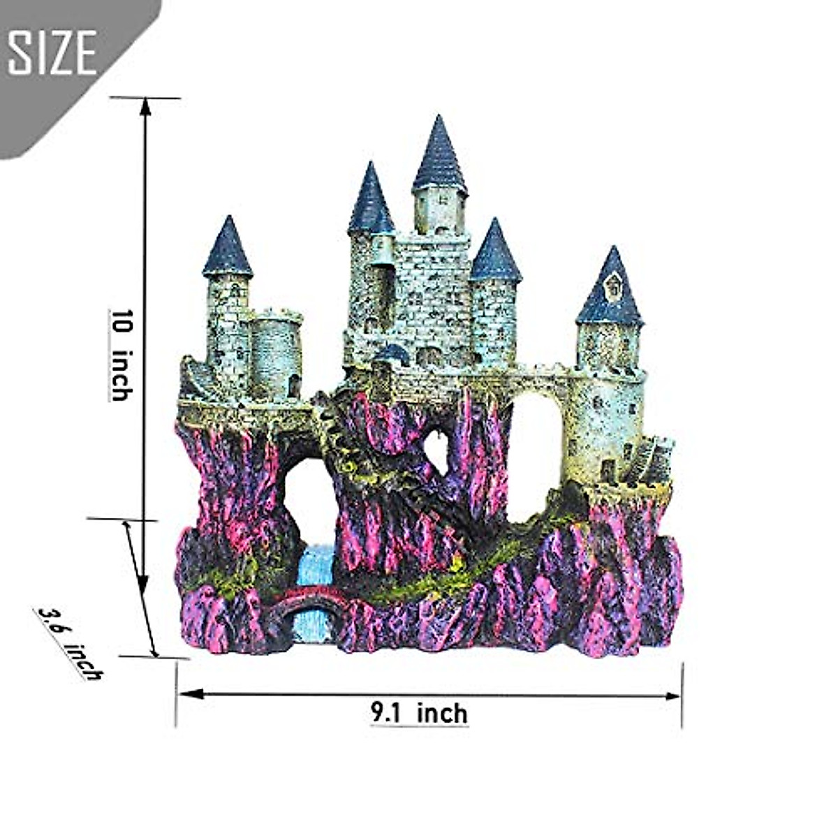 PINVNBY Aquarium Resin Castle Decoration Fish Tank Driftwood Castle Cave Hideouts House Plants Supplies Accessories(Purple)