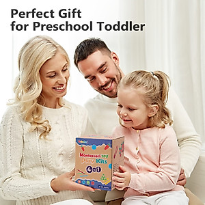 Babehey 4 in 1 Montessori Toys for 1 Year Old Boys Girls, Wooden Shape Sorter Toy, Fine Motor Skill Toys, Montessori Coin Box, Montessori Baby Toys 6-12, 12-18 Months