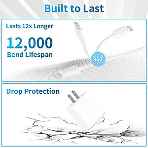 iPhone Charger Fast Charging 3Pack Apple MFi Certified USB C Charger Lightning Cable USB-C Wall Charger 20W with 6ft USB C to Lightning Cable for iPhone 14 13 12 11 Pro XR XS Max X 8 Plus iPad AirPods