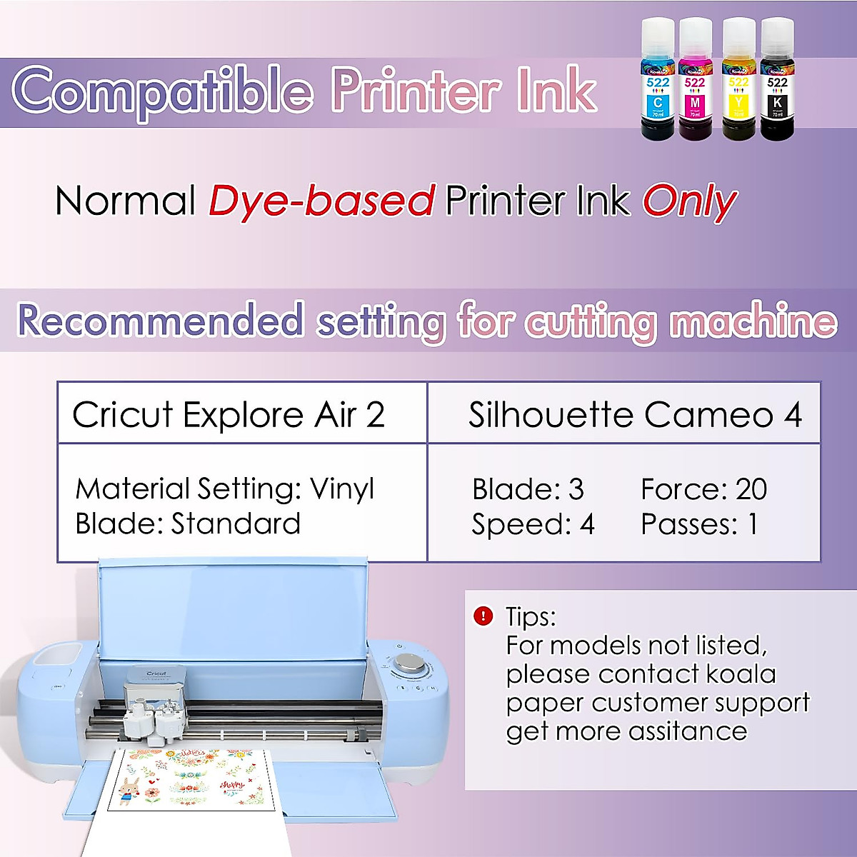 Koala Printable Vinyl Sticker Paper for Inkjet Printers - 20 Sheets Glossy White Waterproof Adhesive Label Paper - 8.5x11 Inch, Tear-Resistant, Removable