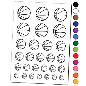 Basketball Sport Temporary Tattoo Water Resistant Fake Body Art Set Collection - Hot Pink (One Sheet)