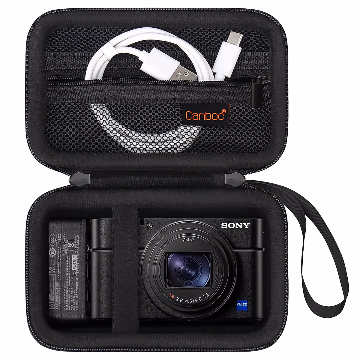Canboc Carrying Case for Sony RX100 VII/ RX100 VI/ RX100 V/ RX100 IV/ RX100 III Compact Digital Camera, Point and Shoot Vlogging Camera Bag, Zipper Mesh Pocket fits USB Cable, Batteries, Black