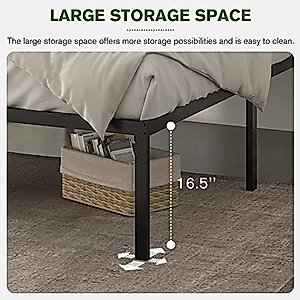 IMUsee Heavy Duty Twin Size Platform Bed Frame with 18 inch Large Under Bed Storage Space, Sturdy Metal Frame/Mattress Foundation/No Box Spring Needed/Easy Assembly/Noise-Free
