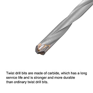 uxcell 7mm Cutting Dia Cemented Carbide Twist Extra Long Drill Bit with Round Straight Shank for Hardened Steel Stainless Steel, 130mm Length 2 Pcs