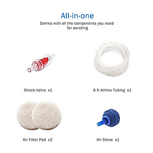 Aquarium Air Pump - AquaMiracle Fish Tank Bubbler Aerator, All-in-One Fish Tank Air Pump Kit, Quiet Small Aquarium Bubbler for 1-20 Gallon Aquariums