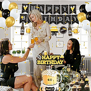 Beer Birthday Party Decorations, Cheers and Beers Happy Birthday Party Banner Balloons Decorations Aged to Perfection Birthday Party Supplies for Men 30th 40th 50th Beer Birthday Party Decorations