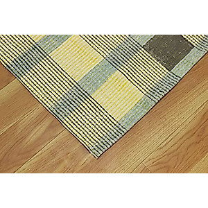 Casavani Indian Handmade Rug Geometric Green & Black Cotton Dhurrie Washable Kitchen Rugs with Tassels Farmhouse Throw Rugs for Bedroom,Laundry,Living Room,Porch 3x5 4x8 5x8 4x6 Feet