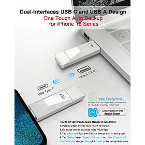 ySky 1TB USB 3.2 SSD Solid State Flash Drive,500MB/s High Speed USB C+ USB A 3.2 Gen2 USB Thumb Drive,2in1 USB C Drive Stick for USB-C iPad/Android Phone,Laptop,Mac,Tablet with Keychain Leather case