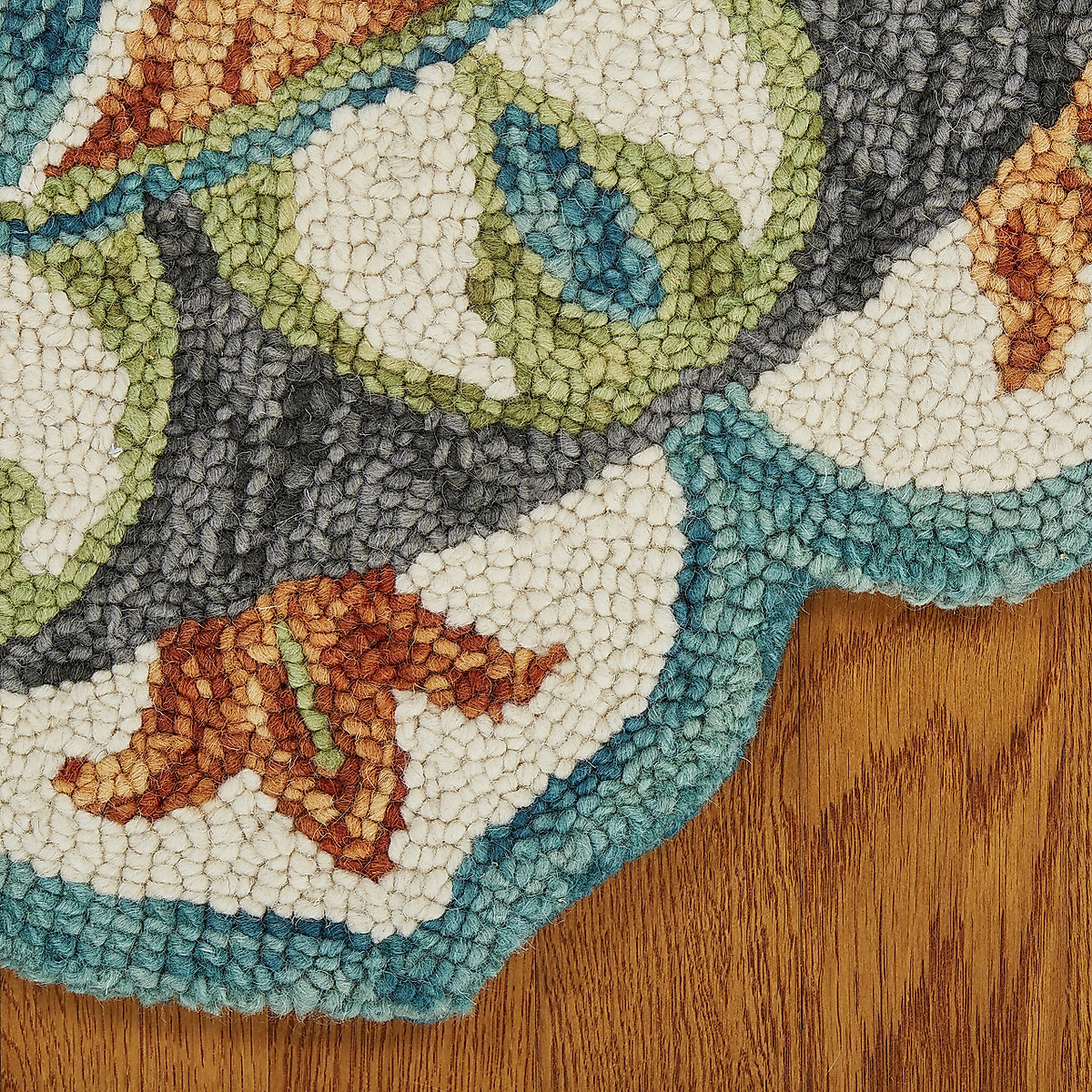 L.R. Resources, Inc Lizett Area Rug, 4' Round, Rust/Teal
