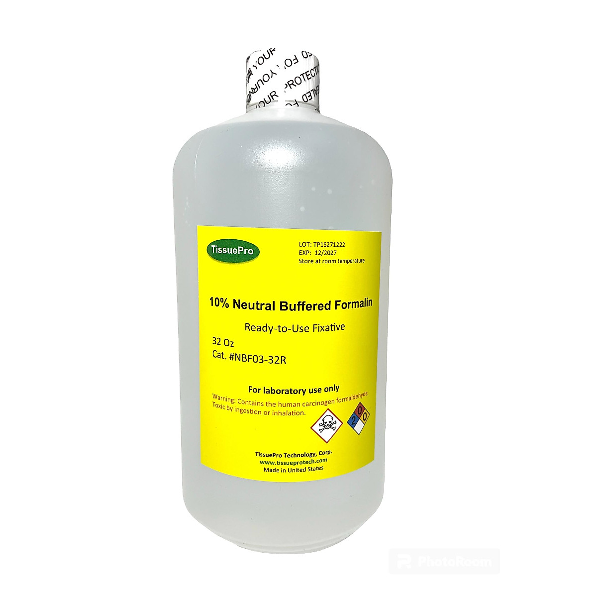 Tissue Pro - 10% Neutral Buffered Formalin (NFB) Ready-to-Use Histological Tissue Fixative, Formaldehyde Wet Specimen Preservation, Research Chemical