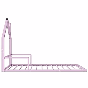 LostCat Twin Size Floor Bed Frame, Metal Montessori Floor Bed Frame for Kids Girls Boys, Twin Montessori Floor Bed with Slat Support, No Box Spring Needed, Pink