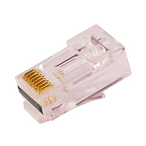 Simply45 ProSeries Unshielded Pass-Through RJ45 Modular Plugs with Cap45 for 23AWG Solid (Cat6/6a UTP) - Red Tint, Hi/Lo Stagger - 100-Pieces - S45-1700P
