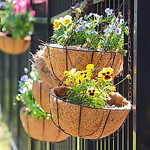 GreatBuddy 4 Pcs Coconut Hanging Basket Liners 14 Inch, Sturdy Round Coco Liners for Planters, Perfect Replacement for The Old, 100% Natural, Easy to Straighten Out