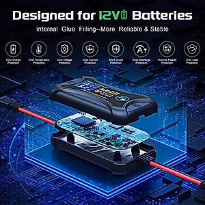 10Amp 12 Volt MPPT Solar Charge Controller, Bateria Power Intelligent Portable Solar Panel Controller, Max PV 150W 30Voc Solar Regulator for Gel AGM Lead-Acid, Lithium LiFePO4 Battery (SunRock 10)