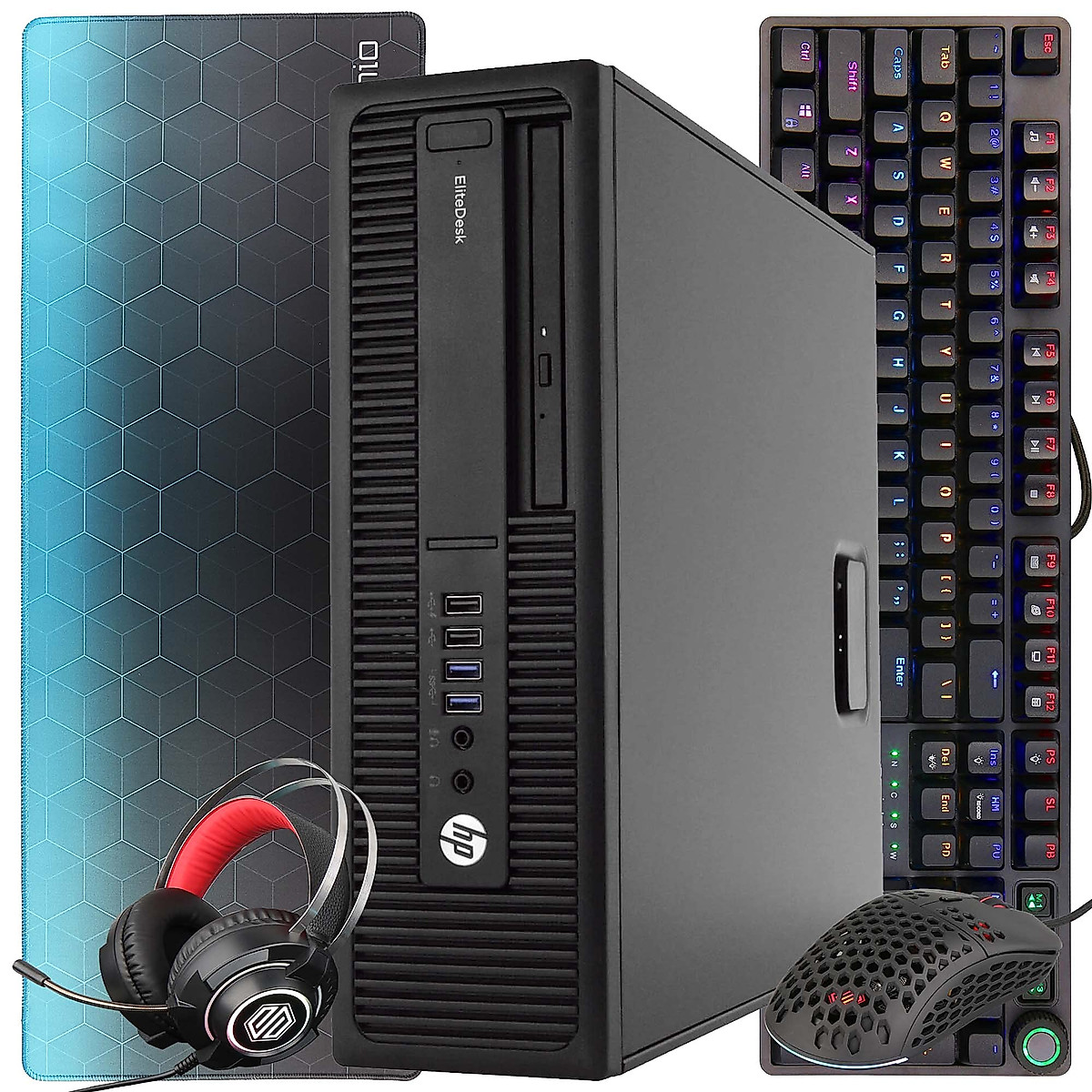 HP EliteDesk 800G2 Desktop Computer Intel Quad-Core Powered i5, Ultra-Fast 512GB M.2 NVMe SSD + 1TB HDD, 16GB DDR3 RAM, Windows 10 Pro, DVD, WiFi, 4 in 1 Gaming Bundle, Webcam, 24" Monitor (Renewed)