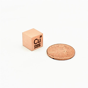 Copper Cube Cu 99.95% Element Cube Pure 10mm Density Cube for Element Collection Periodic Table Hunter, and More (0.39", Copper)
