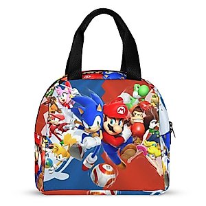 DINIBTU Kids School Lunch Box, Reusable Cute Lunch Bag Insulated Kids Cooler Tote Bag Multi-functional for Teen Boys Girls