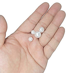 Lifestyle-cat Half Pearl Beads 115pcs 3 Sizes Half Flatback Round Pearl Bead Loose Beads 8mm/10mm/12mm for DIY Crafts (Ivory)