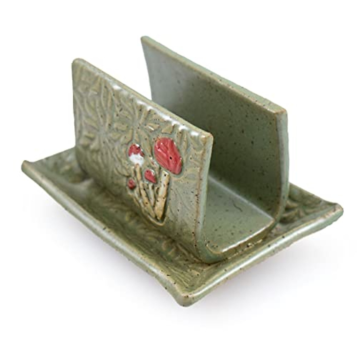 Retro Earthy Green Mushroom Sponge Holder, American Handmade Pottery