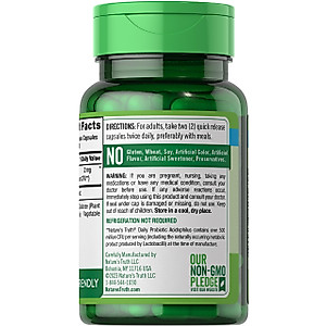 Probiotics For Men and Women Digestive Support | 500 Million CFU | 100 Capsules | Acidophilus | By Nature's Truth