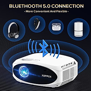 5G Projector Digital Keystone&Zoom Support, XOPPOX Smart Bluetooth and Native 1080P Projector 4K Support, Full HD Outdoor&Home Theater Movie Projector[Extra Bag Included]