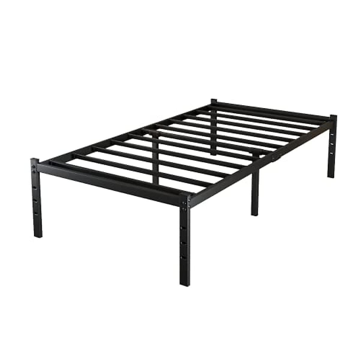 Twin XL Size Bed Frame/ 18 Inch High Heavy Duty Steel Slat Platform Bed Base/Mattress Foundation/Anti-Slip/Noise Free/Easy Assembly/No Box Spring Needed/Black